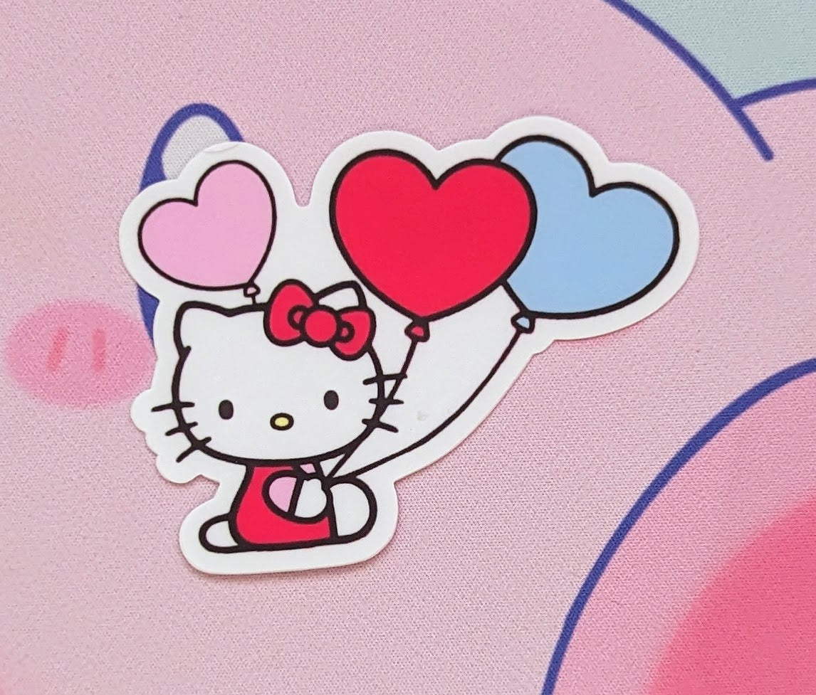 Hello Kitty w Balloons Vinyl Sticker – Starlight Glitter Notes