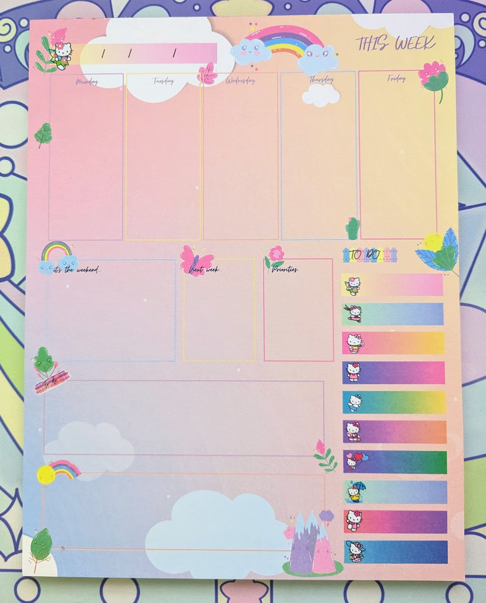 Hello Kitty Weekly Planner Pad – Starlight Glitter Notes